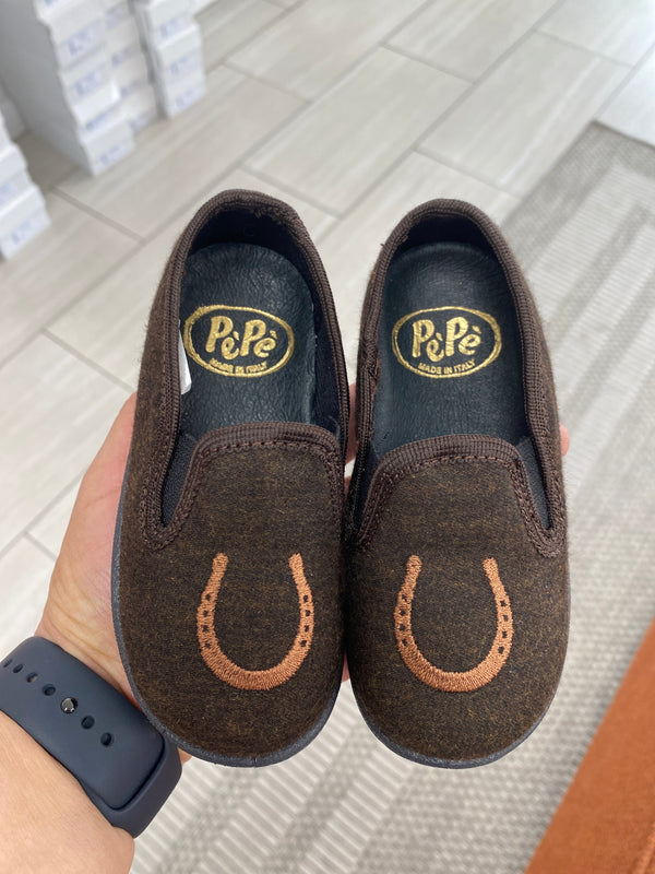 Pepe Brown Wool Horseshoe Loafer - Tassel Children Shoes