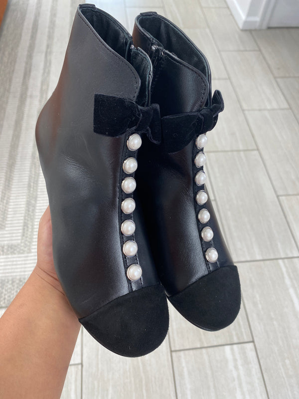 Spain+Co Black Pearl Bow Bootie - Tassel Children Shoes