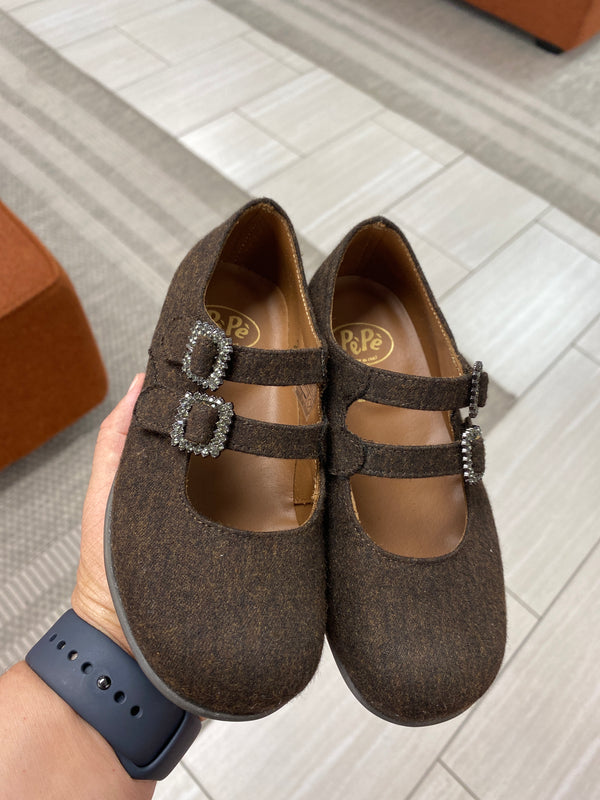 Pepe Brown Vintage Buckle Mary Jane - Tassel Children Shoes