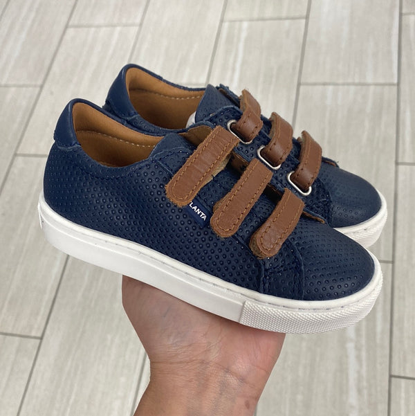 Atlanta Mocassin Brown and Blue Stamped Velcro Sneaker - Tassel ...