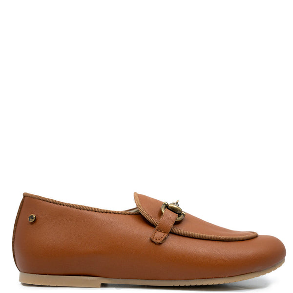 Manuela Brown Leather Buckle Loafer - Tassel Children Shoes