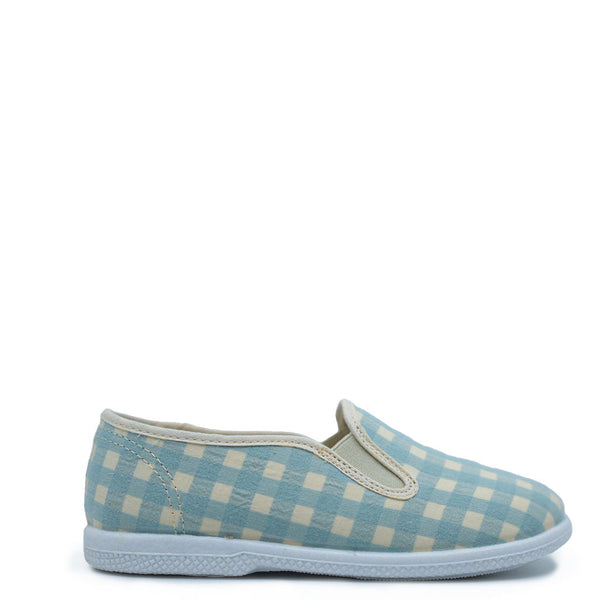 Pepe Light Blue Gingham Slip On - Tassel Children Shoes