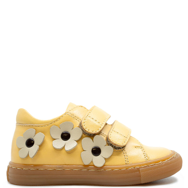 Angulus Yellow Flower Velcro Baby Sneaker - Tassel Children Shoes