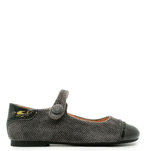 Manuela Gray Corduroy Captoe Mary Jane - Tassel Children Shoes