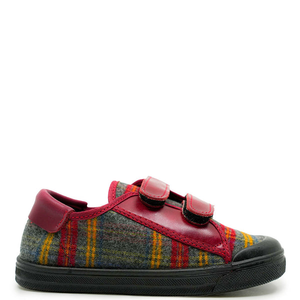 Pepe Red Plaid Velcro Sneaker - Tassel Children Shoes