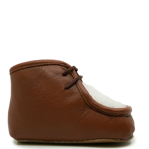 Pepe Brown and White Shearling Softsole - Tassel Children Shoes