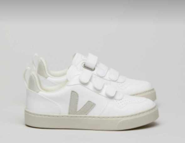 Veja White Natural Velcro Sneaker - Tassel Children Shoes