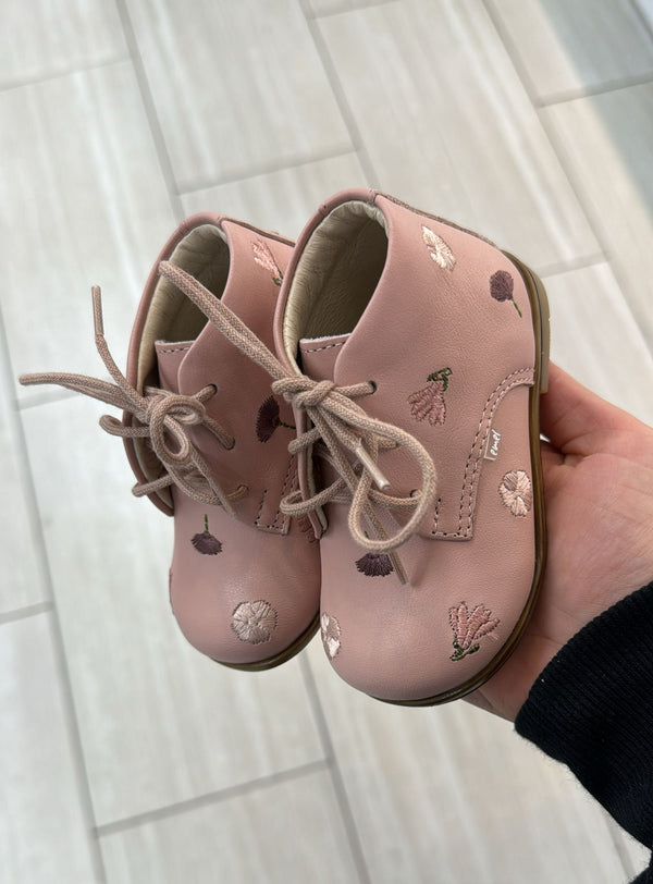 Emel Pink Floral Embroidered Baby Bootie - Tassel Children Shoes