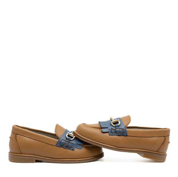 LMDI Tan and Navy Buckle Loafer - Tassel Children Shoes