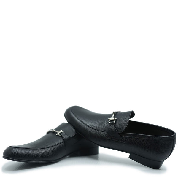 Atlanta Mocassin Black Grain Buckle Dress Shoe - Tassel Children Shoes